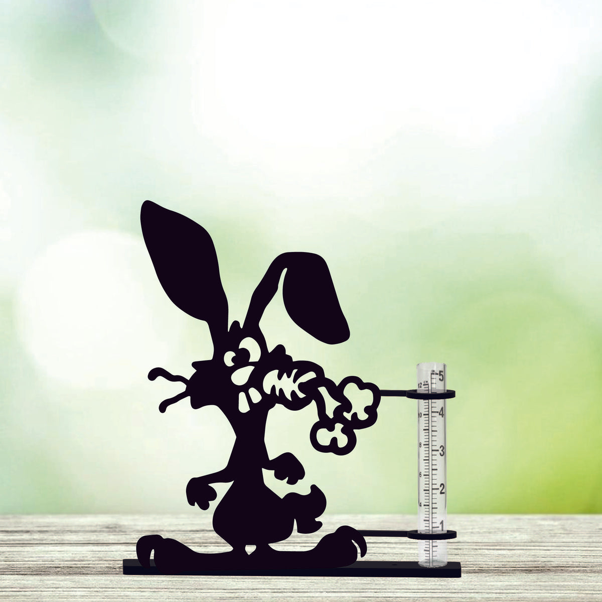 Silly Rabbit Eating Rain Gauge – Steel Grace
