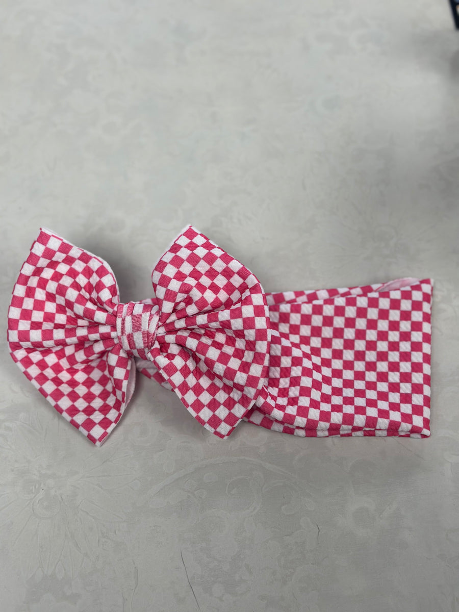 Hot Pink Checkered Bow Collection – Steel Grace