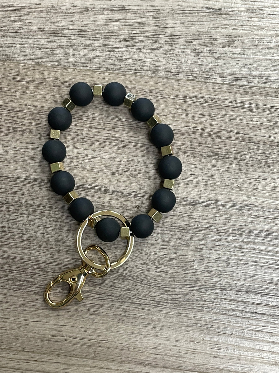 Clay Bead Keychain – Steel Grace